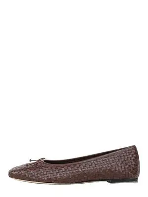 Vince Darla Woven Leather Ballet Flat Brown