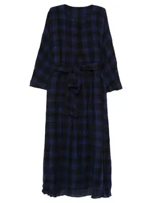 DANIELA GREGIS Tartan Wool Midi Dress - Blue