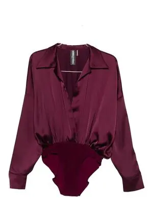 Norma Kamali Oversized Shirt Bodysuit - Purple