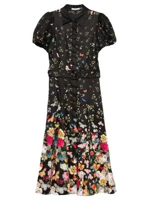 Alice + Olivia Printed Midi Dress - Black