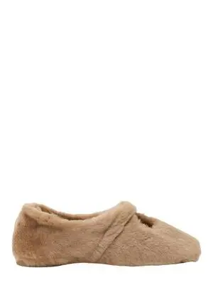 Loewe Shearling Ballerina Shoe - Tan