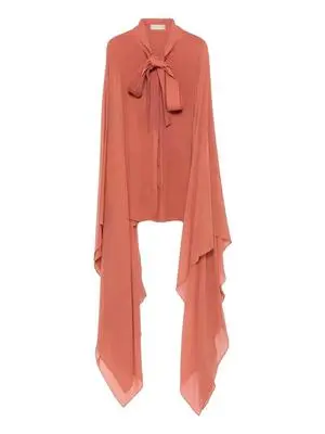Elie Saab Silk Cape-sleeve Shirt - Pink