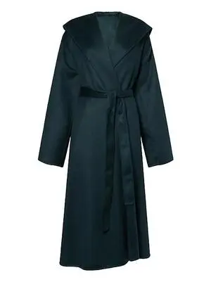 Alaïa Hooded Wrap Cashmere Coat - Vert Fonce