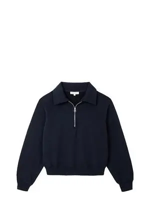 THE WHITE COMPANY Cotton-jersey Half-zip Sweatshirt - Navy