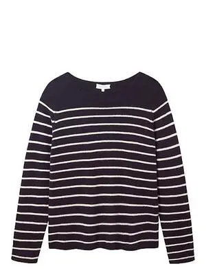 THE WHITE COMPANY Striped Wool-blend Jumper - Navy