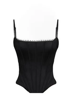 House Of Cb Cadie Satin Corset Top - Black