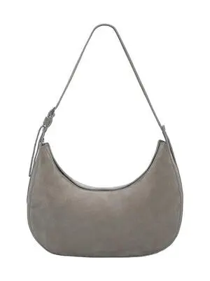 THE WHITE COMPANY Half Moon Suede Shoulder Bag - Steel