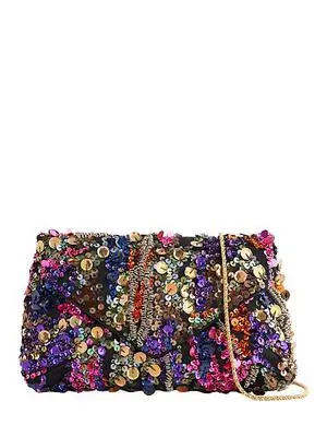 Dries Van Noten Sequin-embellished Clutch Bag With Chain Strap - Orange
