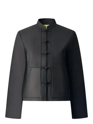 Shanghai Tang Buttoned Leather Jacket - Black