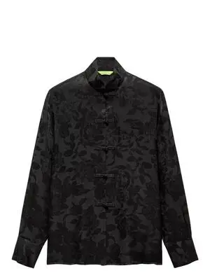 Shanghai Tang Jacquard Blouse - Black