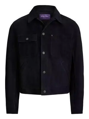 Ralph Lauren Purple Label Buttoned Leather Jacket - Blue