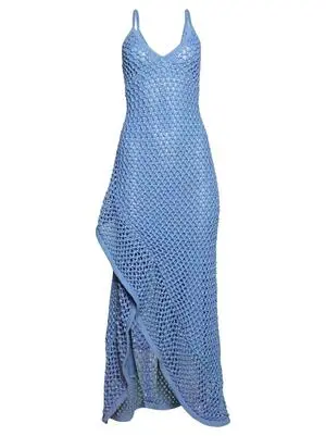 DIOTIMA Riki Asymmetrical Crochet Midi Dress - Blue