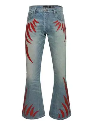 EARTHLING VIP Graphic Design Flared Jeans - Blue