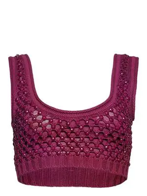 DIOTIMA Beaded Crocheted Cropped Top