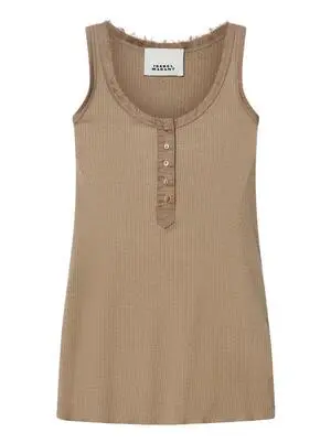 Isabel Marant Helma Ribbed Silk Jersey Tank Top - Light Bronze