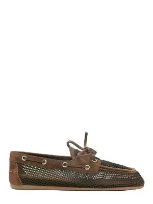 Miu Miu Eyelet Tie Loafers - Brown