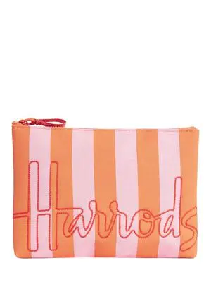 Harrods Stripe Logo Pouch - Pink