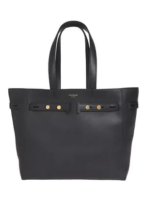 Thom Browne Leather Cabas Tote Bag - Black