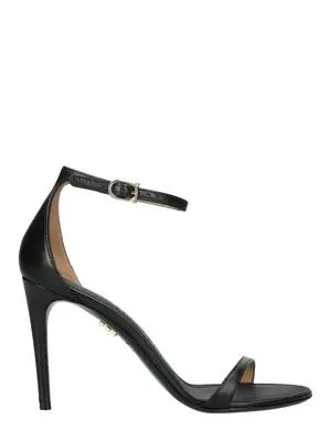 FERRAGAMO Leather Milly Heeled Sandals 95 - Black