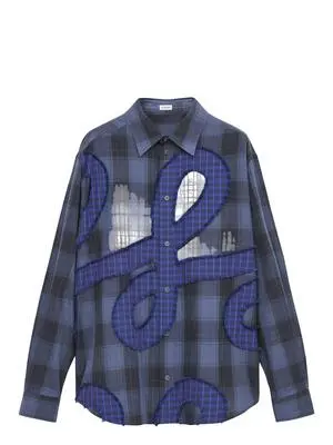 Loewe Cotton Long-sleeve Check Shirt - Navy