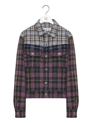 Loewe Wool Tartan Trucker Jacket - Pink
