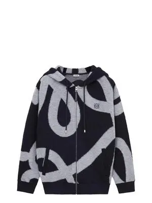 Loewe Wool-cotton Anagram Zip-up Hoodie - Navy