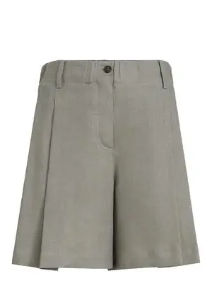 Brunello Cucinelli Linen Pleated Shorts - Brown