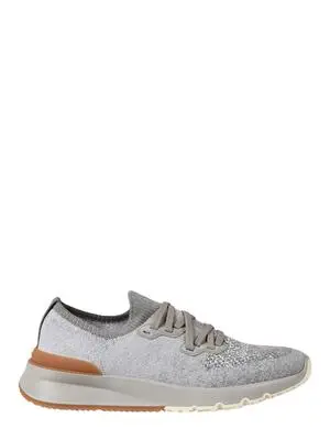 Brunello Cucinelli Cotton-blend Chiné-knit Sneakers - Grey