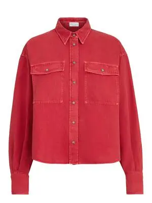 Brunello Cucinelli Cotton-linen Garment-dyed Shirt - Red