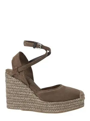Brunello Cucinelli Suede Wedge Espadrilles - Brown
