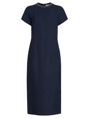Brunello Cucinelli Monili-trim Midi Dress - Blue