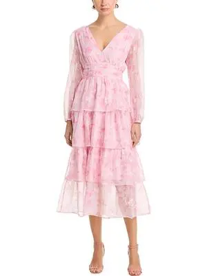 LAYERED WITH LOVE Tiered Ruffled Chiffon Dress - Falling Flowers