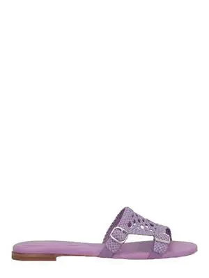 Santoni Leather Slide Sandals - Purple