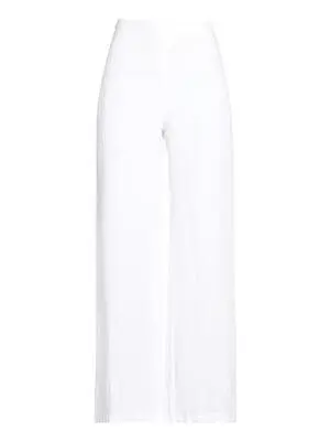 120% Lino Wide-leg Linen Trousers - White