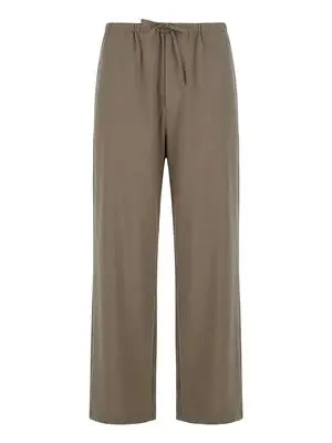 TONYWACK Wool Blend Wide Leg Trousers - Brown