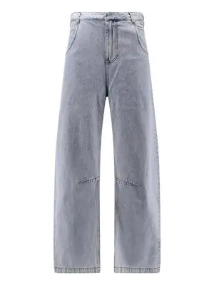 ENTIRE STUDIOS Gem Cotton Jeans With Leather Logo Patch - Blue