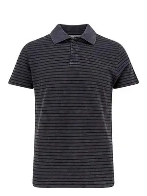 TONYWACK Cotton Polo Shirt With Striped Profiles - Grey