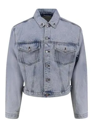 ENTIRE STUDIOS Denim Jacket With Padded Shoulders - Blue