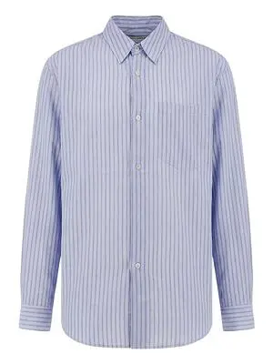 TONYWACK Lyocell Shirt With Striped Motif - Blue