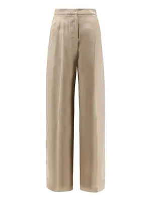 Max Mara Silk Wide Leg Trousers - Beige