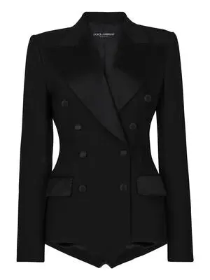 Dolce & Gabbana Double-Breasted Tuxedo Jacket Bodysuit Black