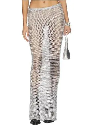 Superdown Letina Knit Maxi Skirt - Silver
