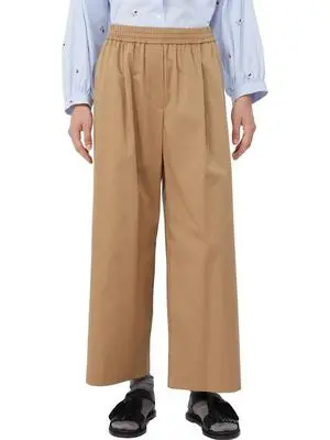 Max Mara Wide Leg Poplin Pants - Earth