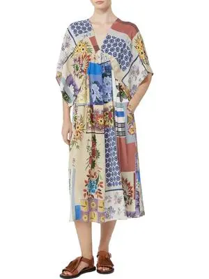Max Mara Nome Print Silk Dress Multicolour