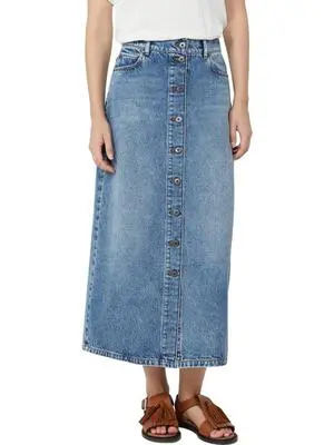 Max Mara Dasti Button-front Denim Midi Skirt - Navy
