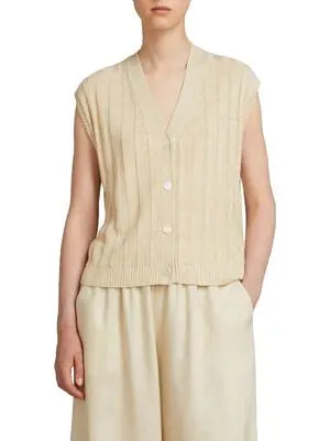 MM BY MAX MARA Ranghi Rib Linen Vest - Milk