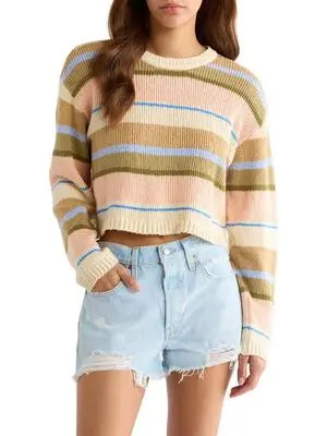 BILLABONG Striped Cotton-blend Sweater - Light Peach