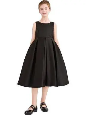 TULLEEN Satin Bow-back A-line Dress - Black