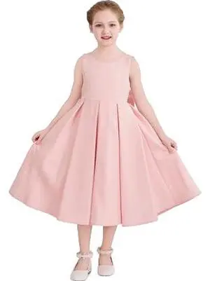 TULLEEN Satin Bow-back A-line Dress - Pink