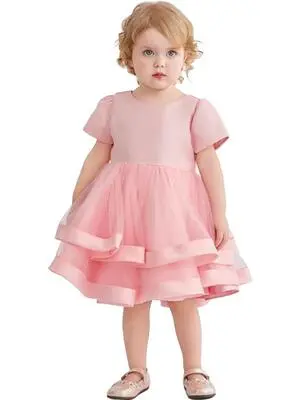TULLEEN Satin Bow Tulle Dress Pink